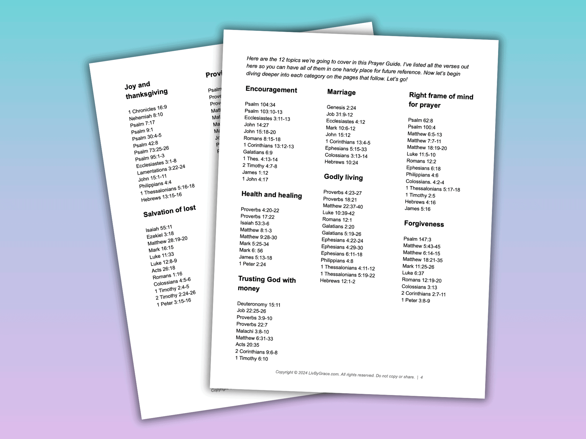 Prayer Guide - Liv By Grace